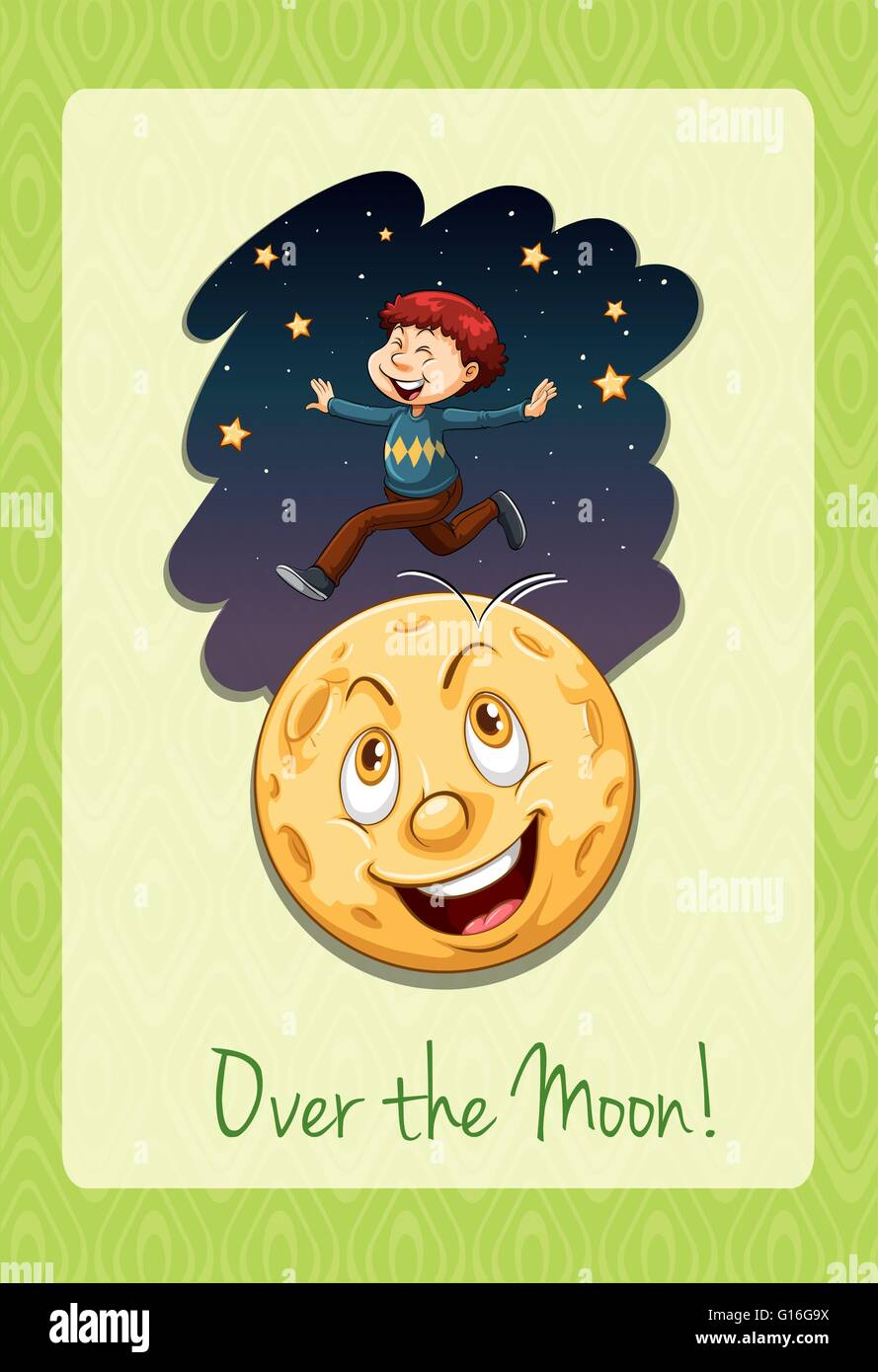 Over the moon idiom illustration Stock Vector Image & Art - Alamy