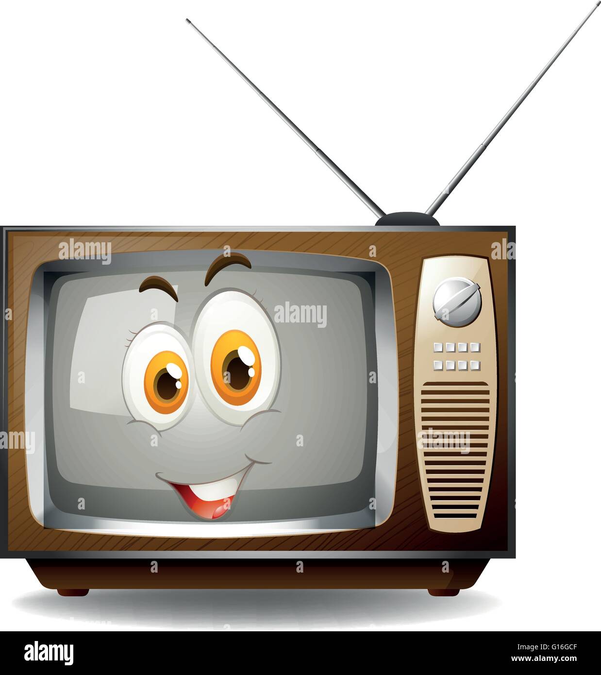 Retro television with happy face illustration Stock Vector Image & Art ...