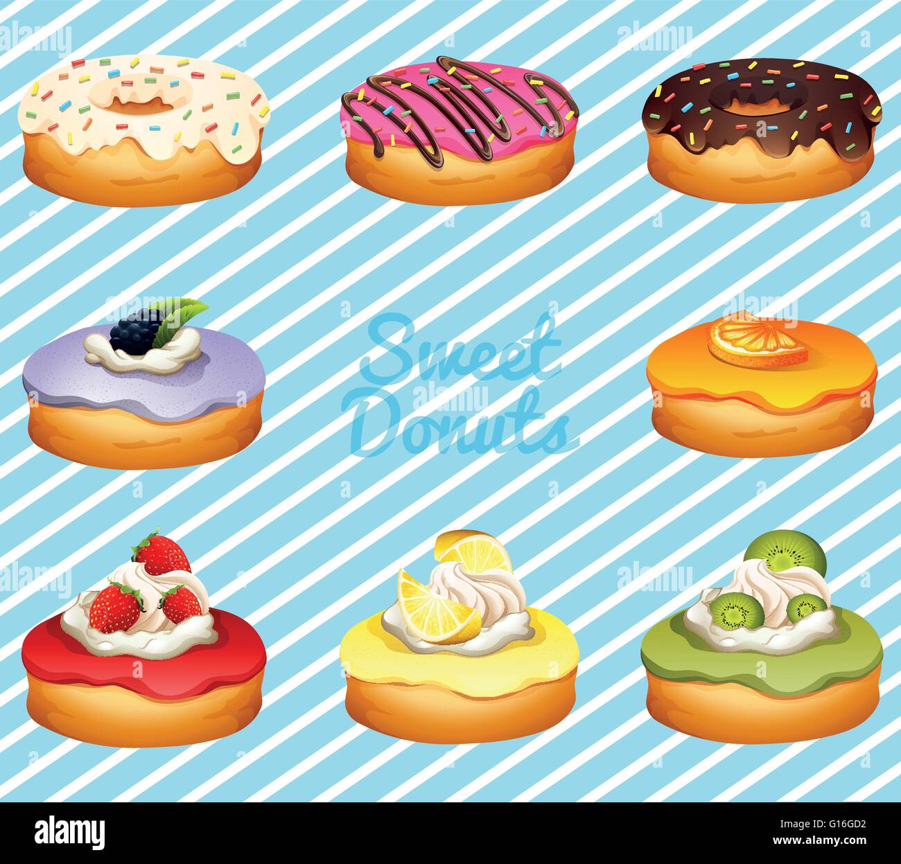 Different kind of donuts illustration Stock Vector Image & Art - Alamy