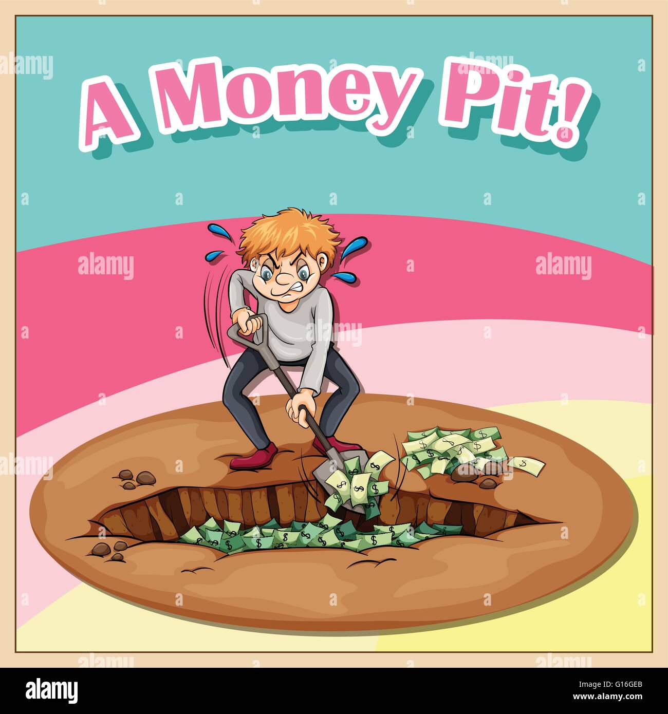 Old saying a money pit illustration Stock Vector Image & Art - Alamy