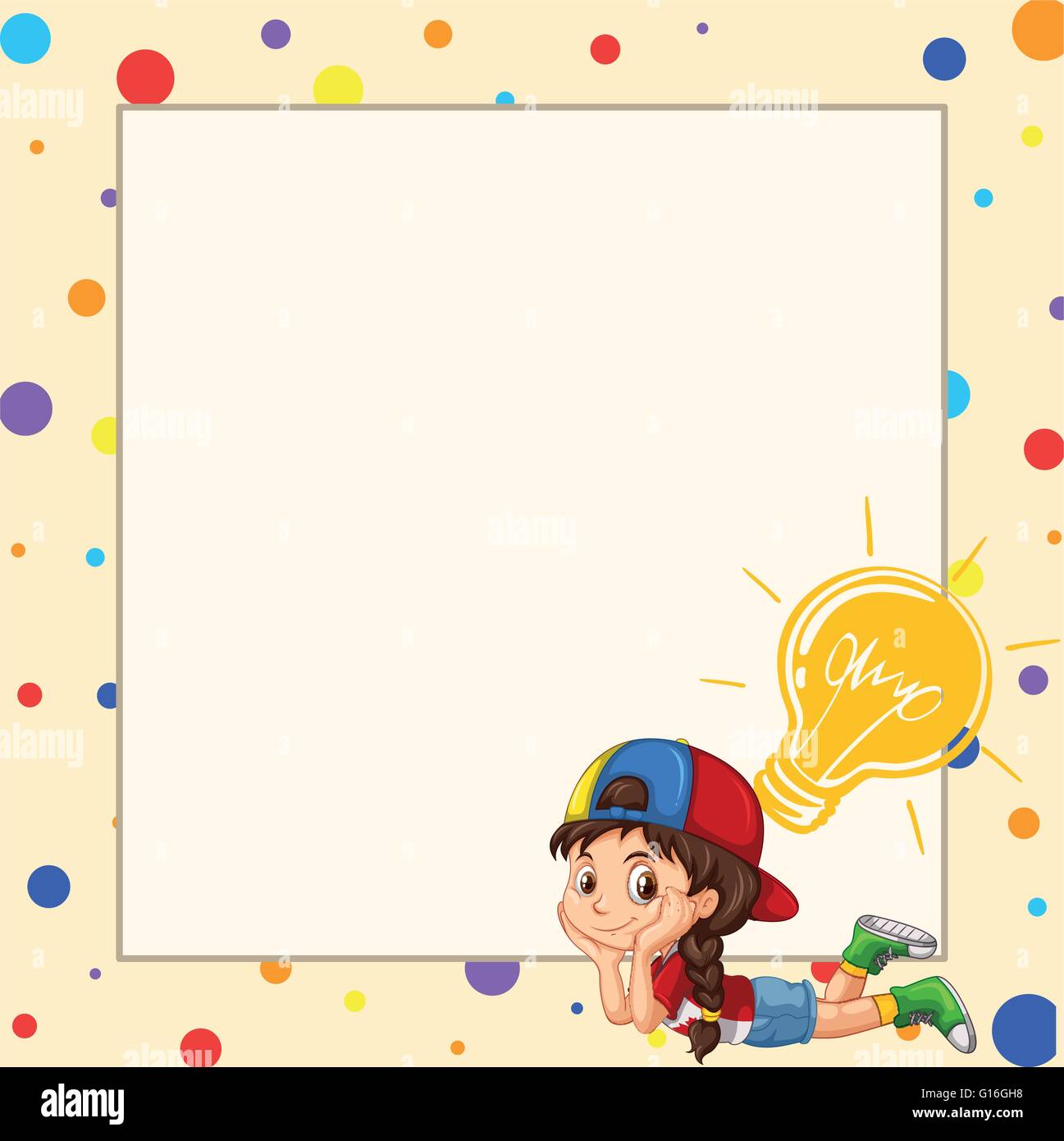 Border design with little girl illustration Stock Vector Image & Art ...