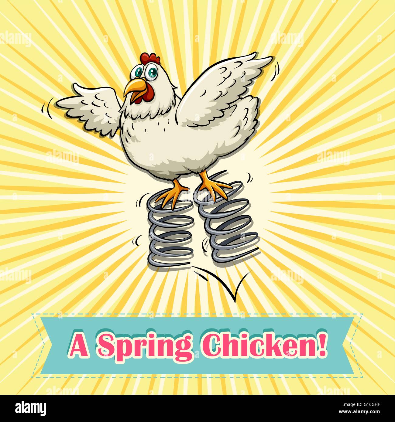 Chicken jumping on spring illustration hi-res stock photography and ...