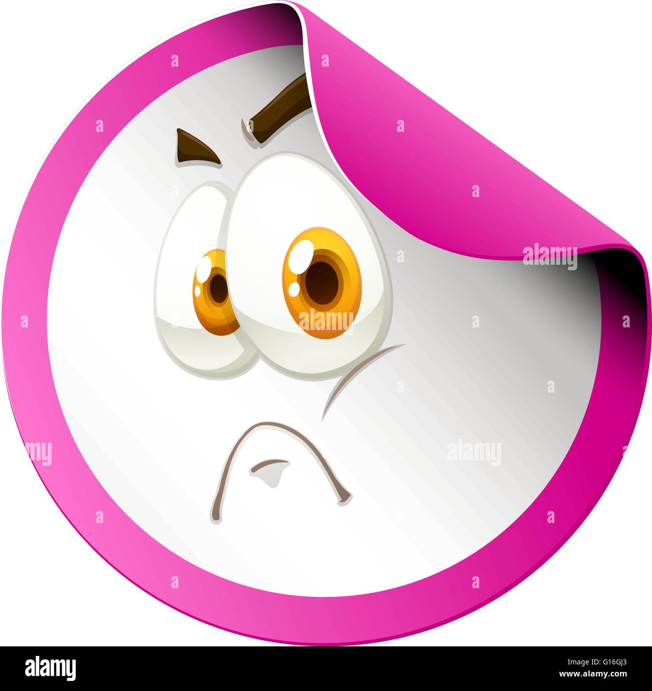 Sad emoticon pink border sticker illustration Stock Vector Image & Art ...