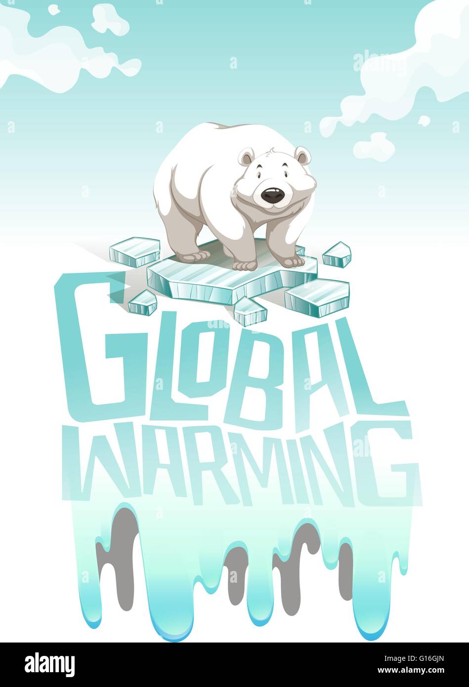 Global warming sign with polar bear illustration Stock Vector Image ...
