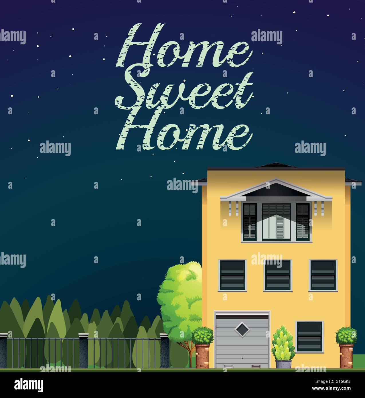 Home sweet home at night illustration Stock Vector Image & Art - Alamy