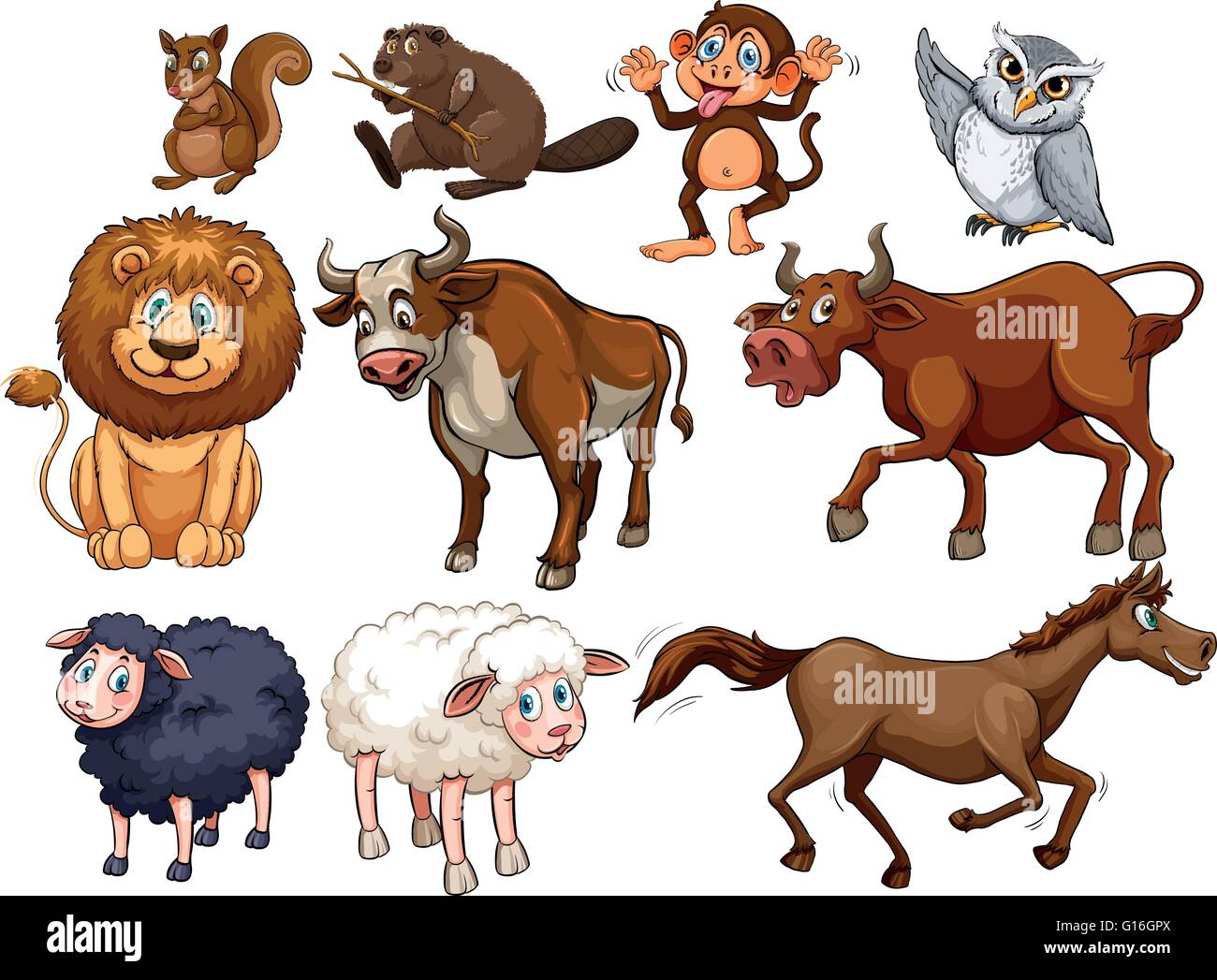 Many types wild animals illustration hi-res stock photography and ...