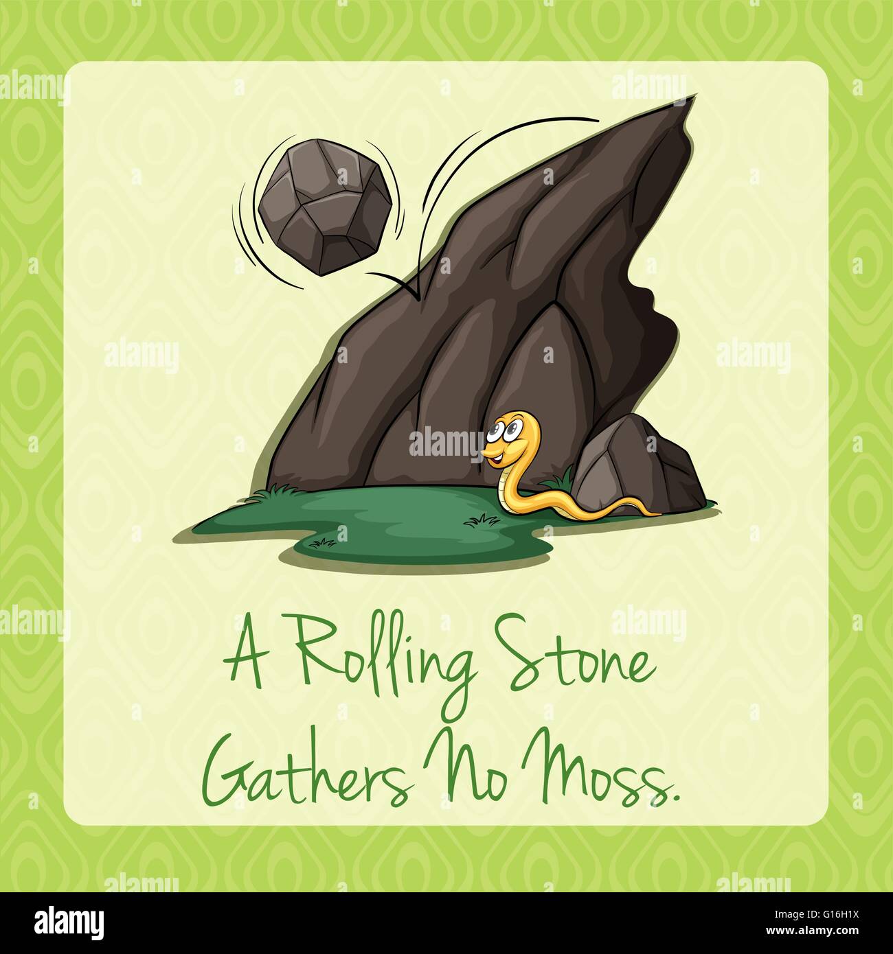 Rolling stone gathers no moss illustration Stock Vector Image & Art - Alamy