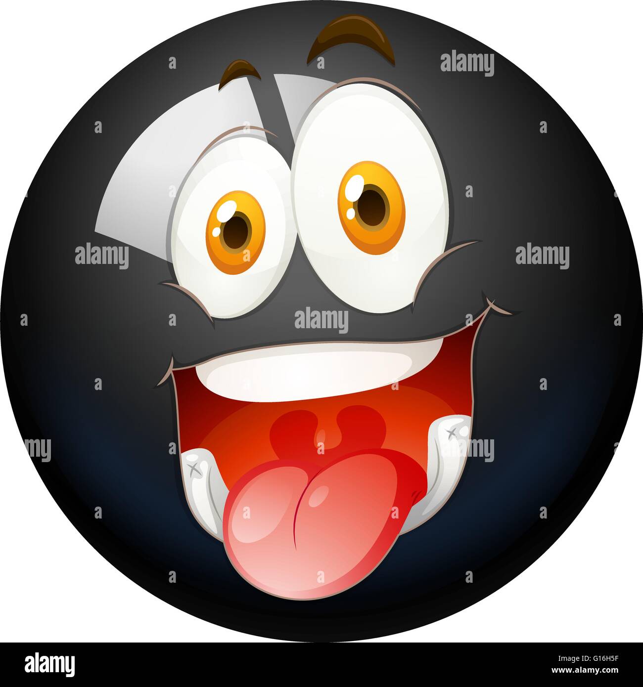 Happy face on black ball illustration Stock Vector Image & Art - Alamy
