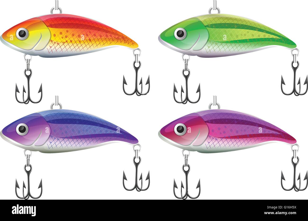 Lure fishing in four different colors Stock Vector Image & Art - Alamy