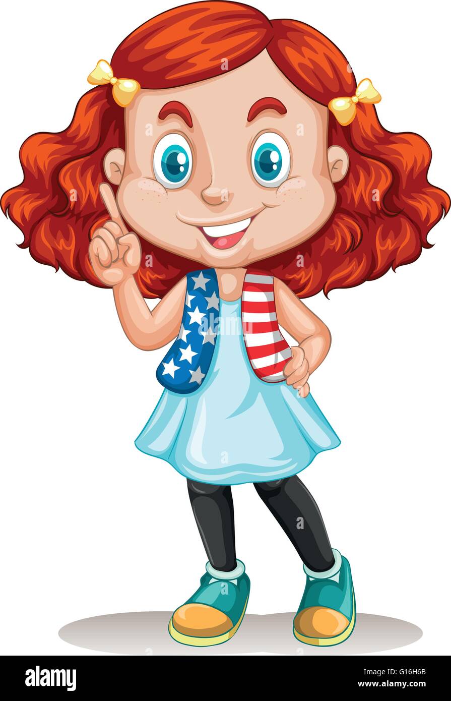 Little girl with red hair illustration Stock Vector Image & Art - Alamy