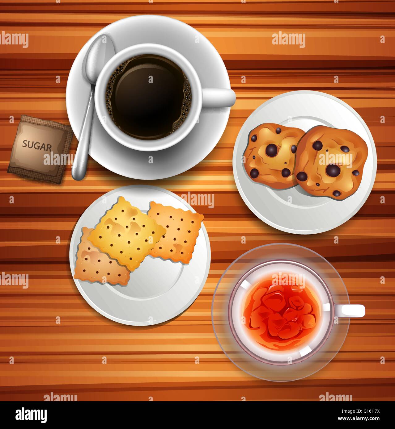 Coffee and cookies on table illustration Stock Vector Image & Art - Alamy