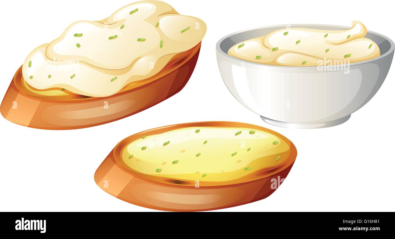 Toasted bread topping with cream illustration Stock Vector Image & Art ...