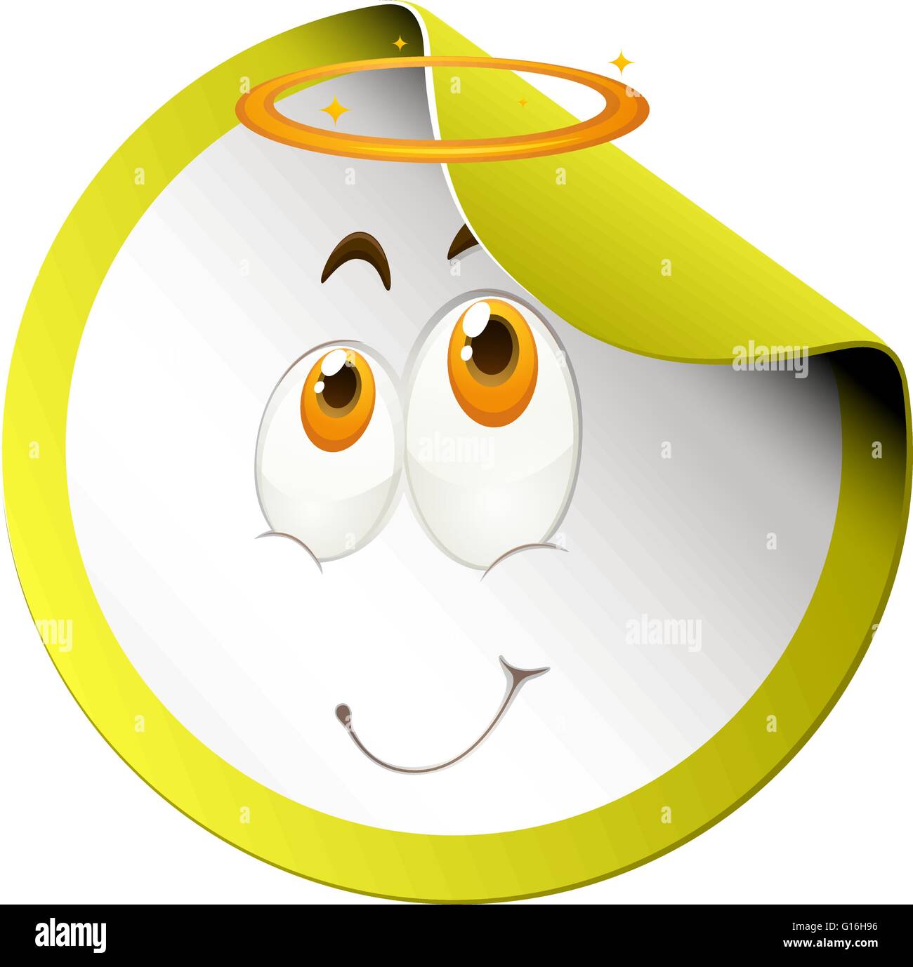 Happy face on round sticker illustration Stock Vector Image & Art - Alamy