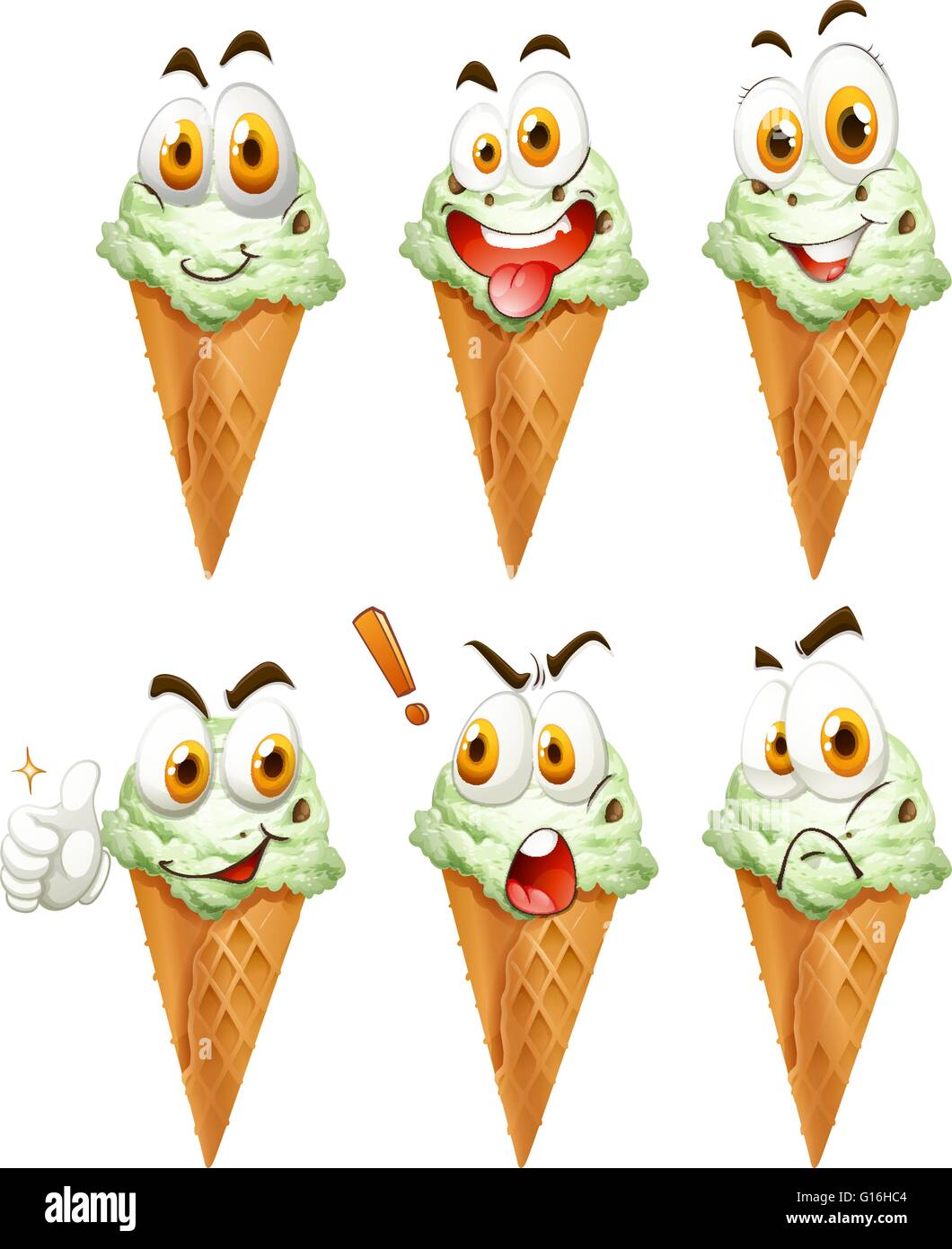 Ice cream cone with faces illustration Stock Vector Image & Art - Alamy