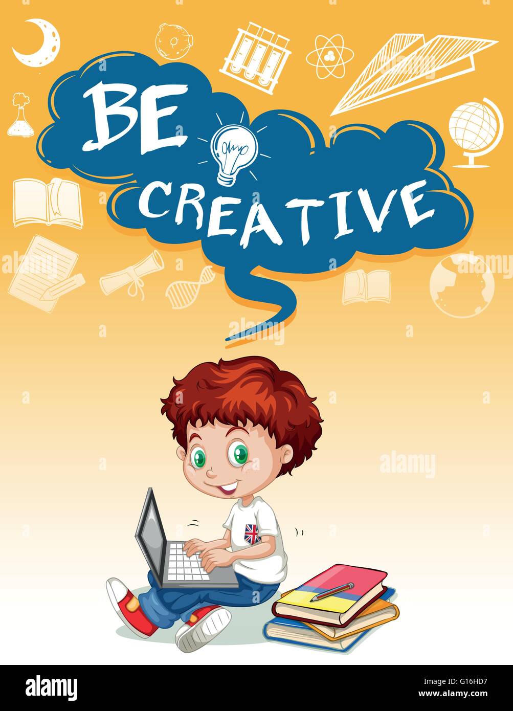 Little boy using computer illustration Stock Vector Image & Art - Alamy