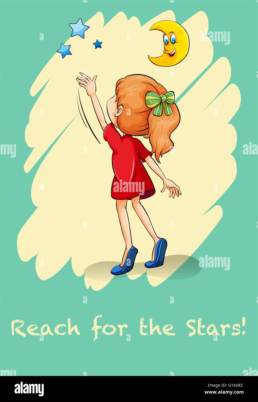 Girl trying to catch stars illustration Stock Vector Image & Art - Alamy