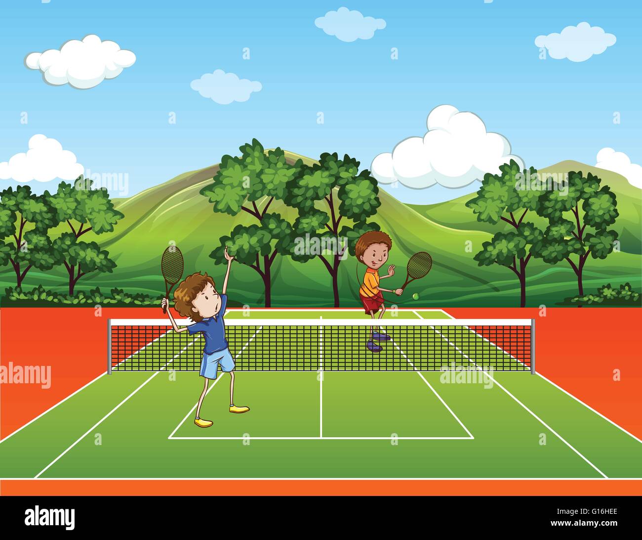 Two men playing tennis Stock Vector Images - Alamy