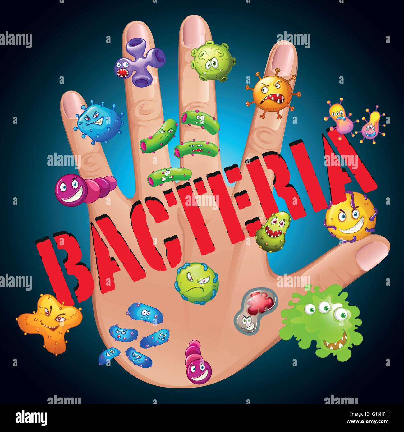 Bacteria in human hand illustration Stock Vector Image & Art - Alamy