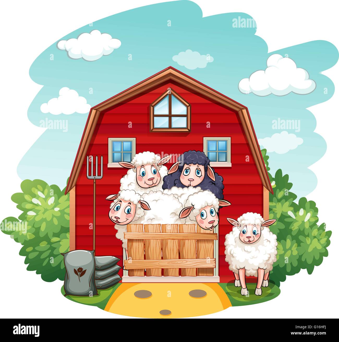 Sheeps in the barn at daytime Stock Vector Image & Art - Alamy