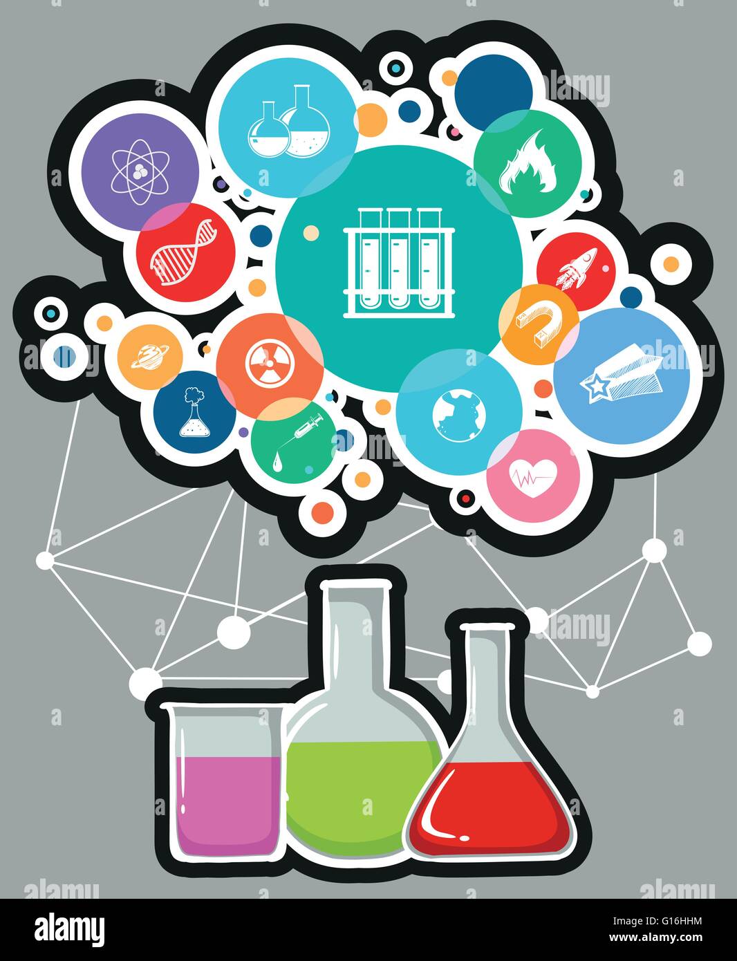 Infographic with science and technology symbols illustration Stock ...