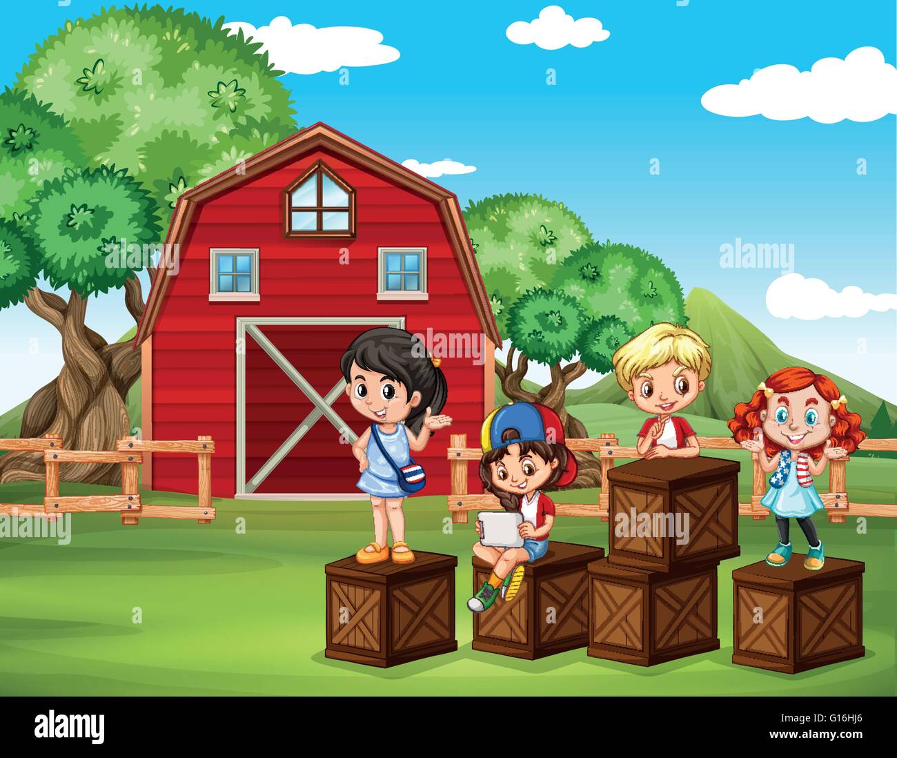 Girls in farming Stock Vector Images - Alamy