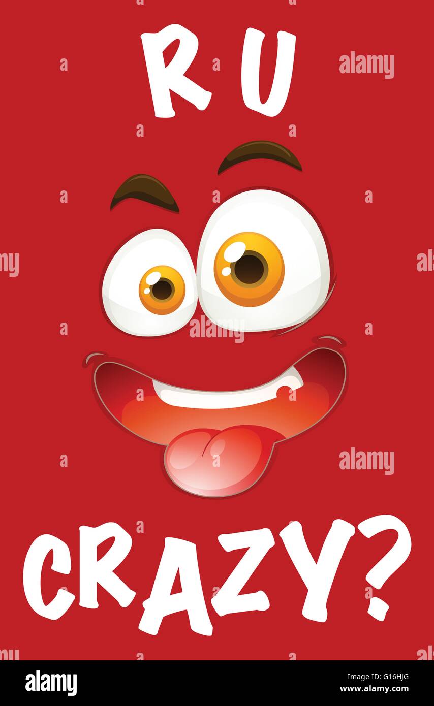 Poster of crazy looking face on red background Stock Vector Image & Art ...