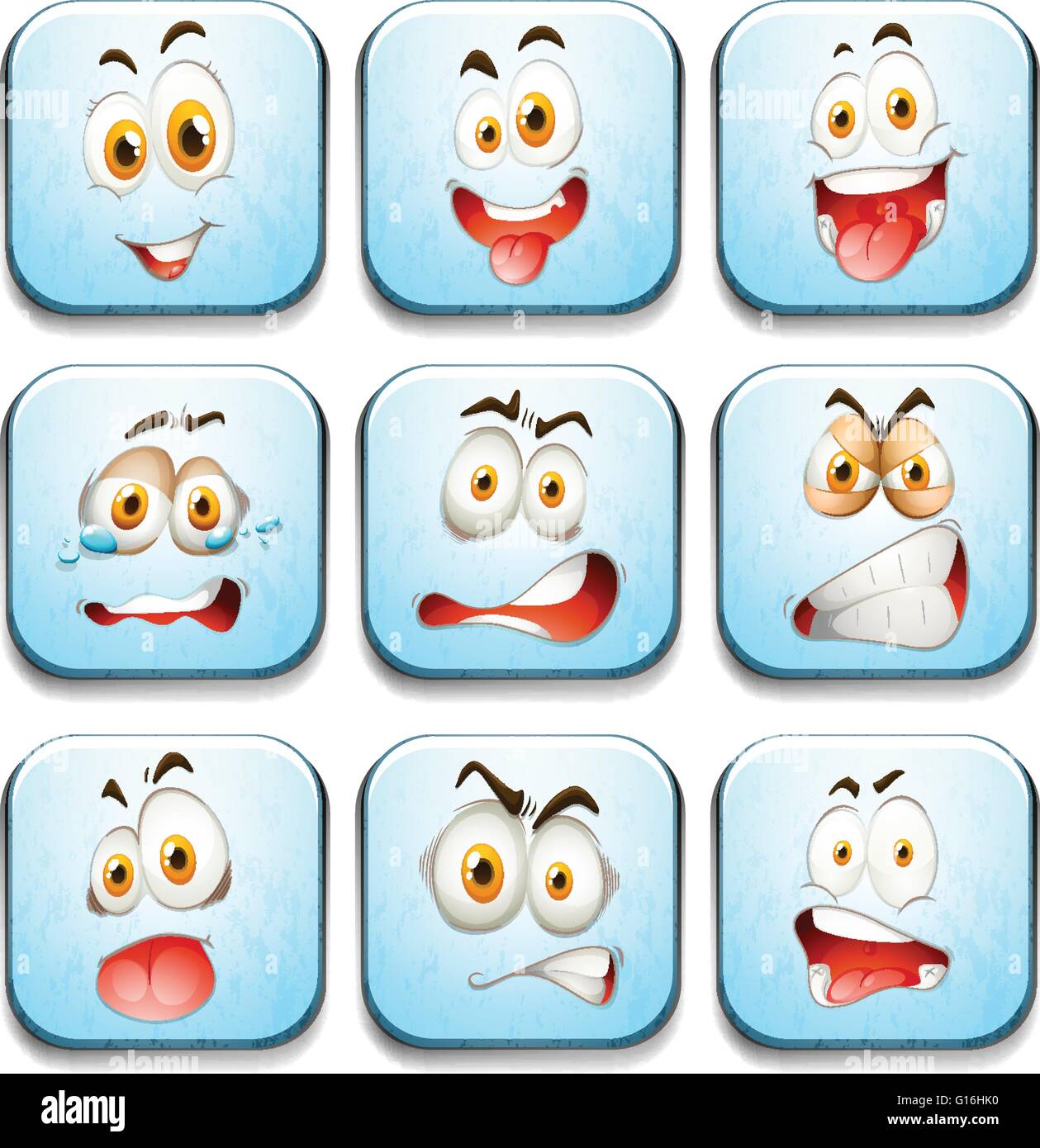 Blue buttons with faces illustration Stock Vector Image & Art - Alamy