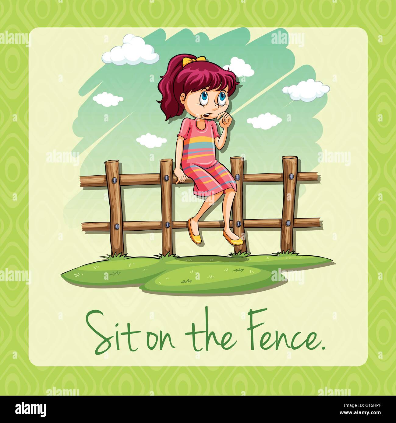 Girl sitting on fence Stock Vector Images - Alamy
