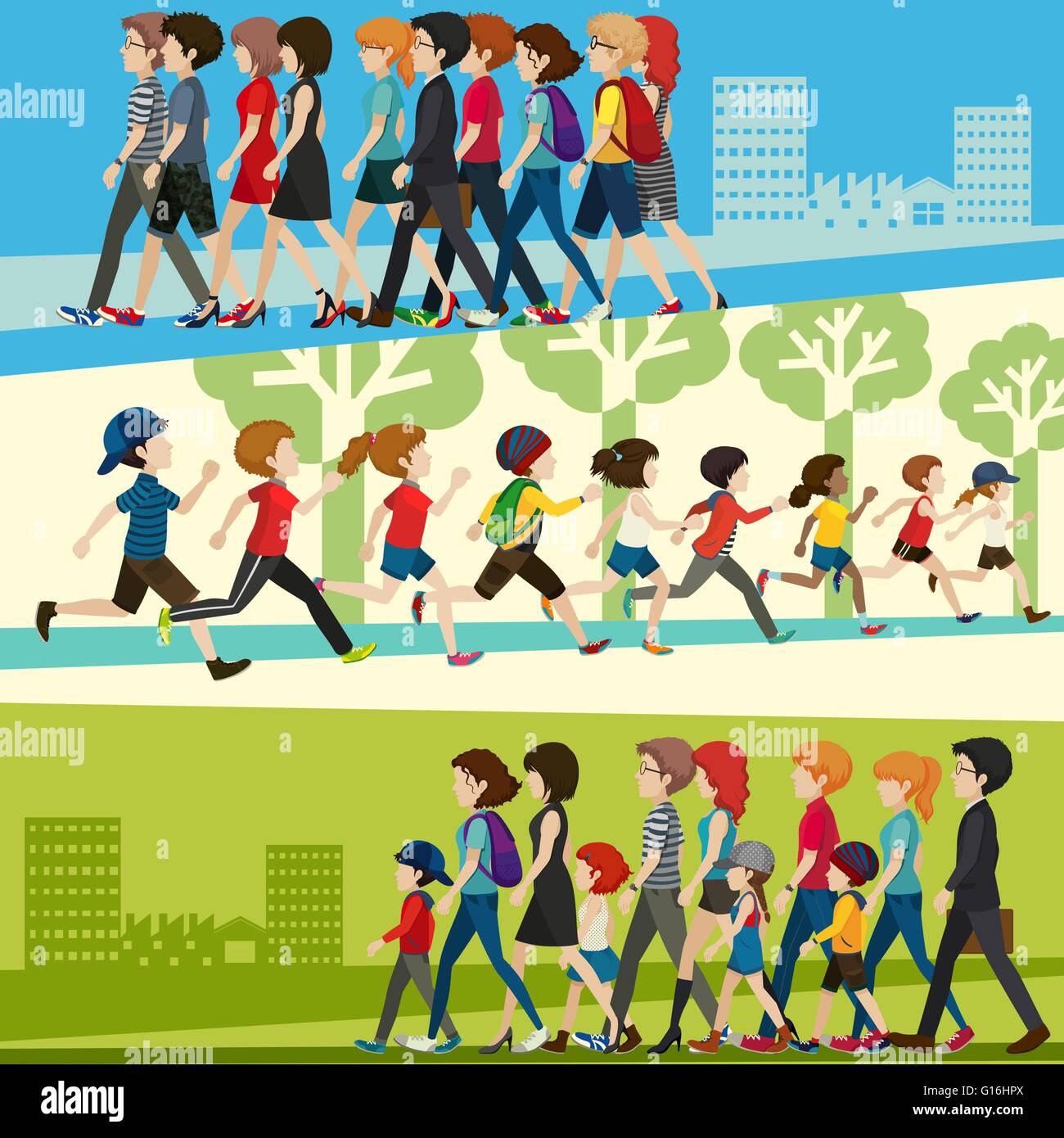 Infogrphic of people adult and children in many places Stock Vector ...