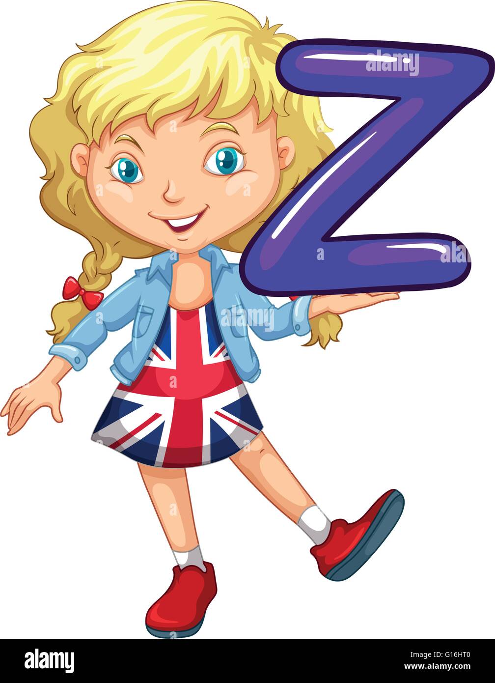 Little girl holding letter Z illustration Stock Vector Image & Art - Alamy