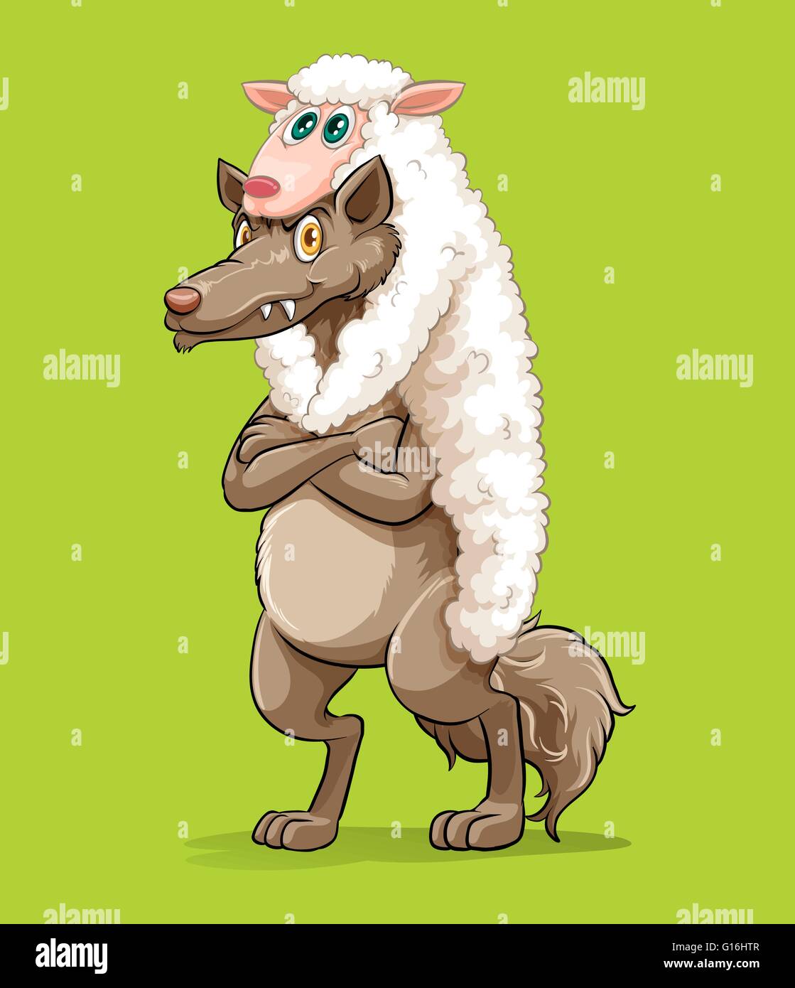 Wolf wearing sheep fur illustration Stock Vector Image & Art - Alamy