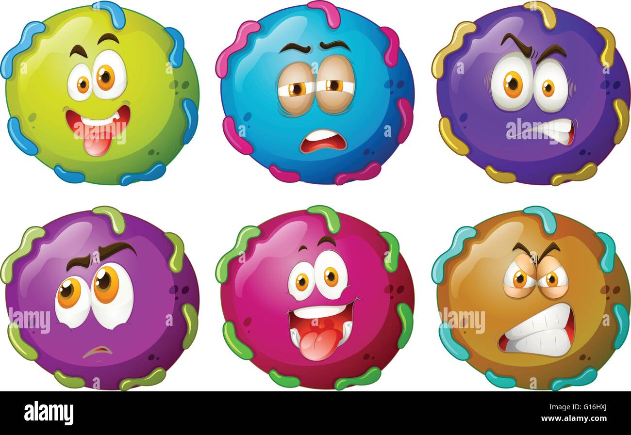 Funny germ faces on white illustration Stock Vector Image & Art - Alamy