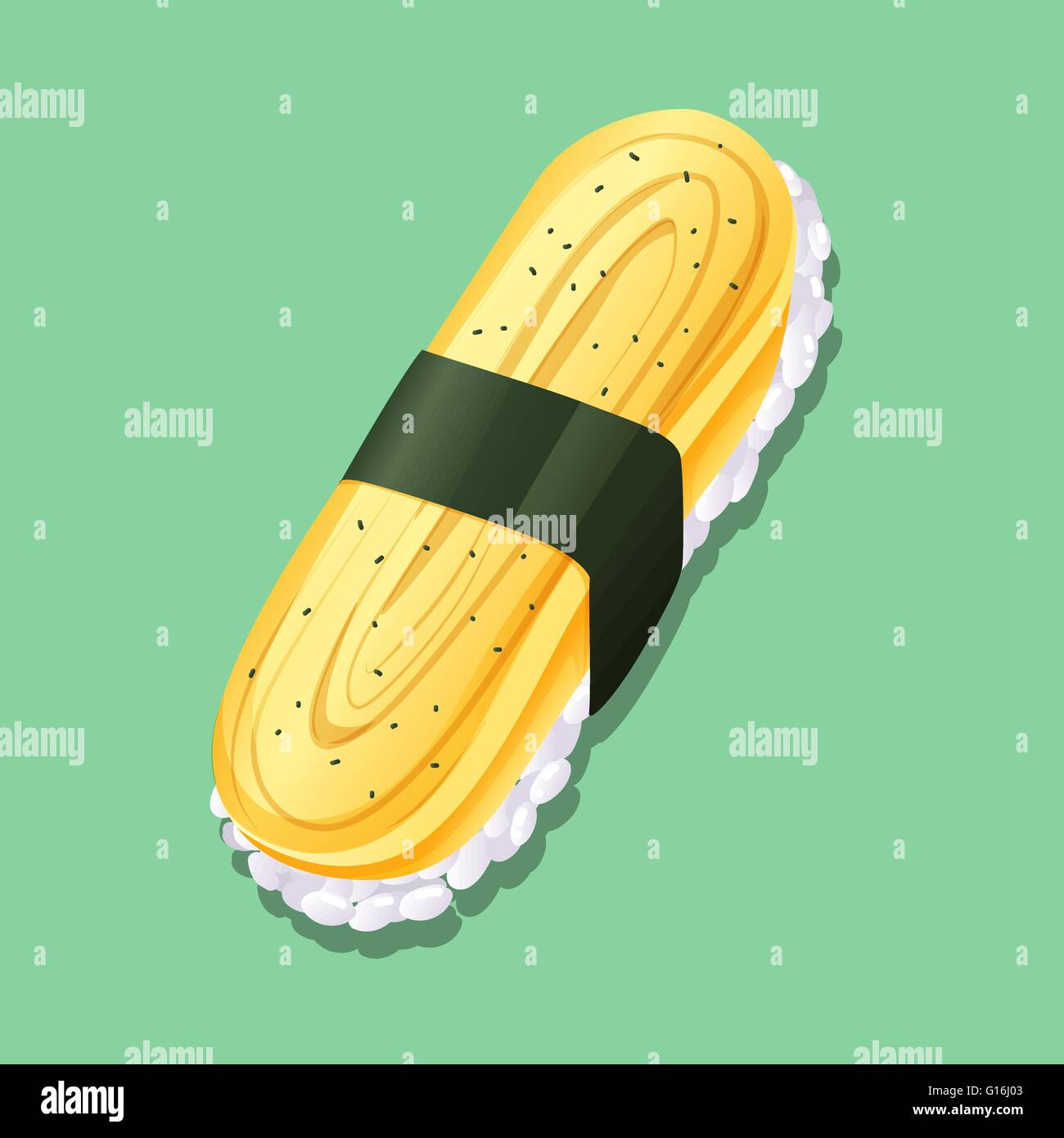 Sweet egg roll on rice illustration Stock Vector Image & Art - Alamy