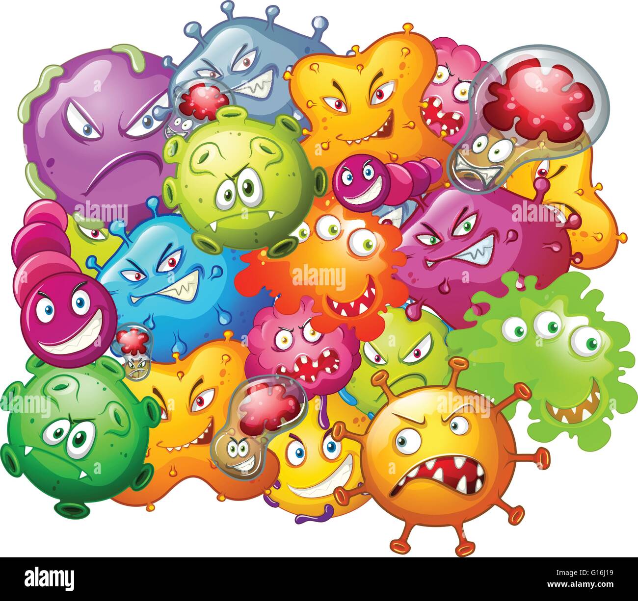 Germs with monster face illustration Stock Vector Image & Art - Alamy