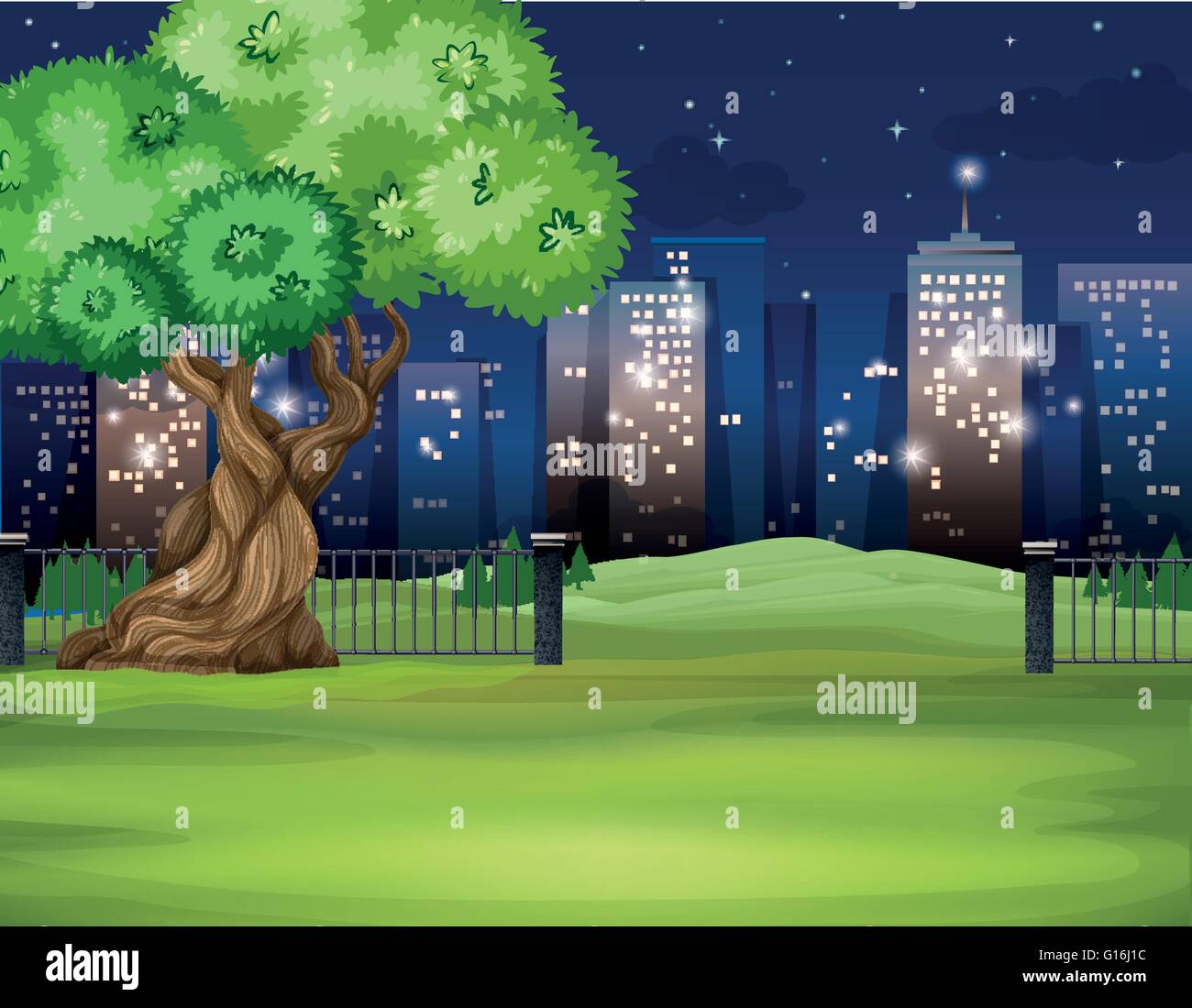 Night time park Stock Vector Images - Alamy