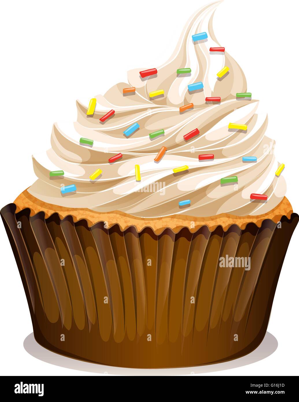 Cupcake with cream and toppings illustration Stock Vector Image & Art ...