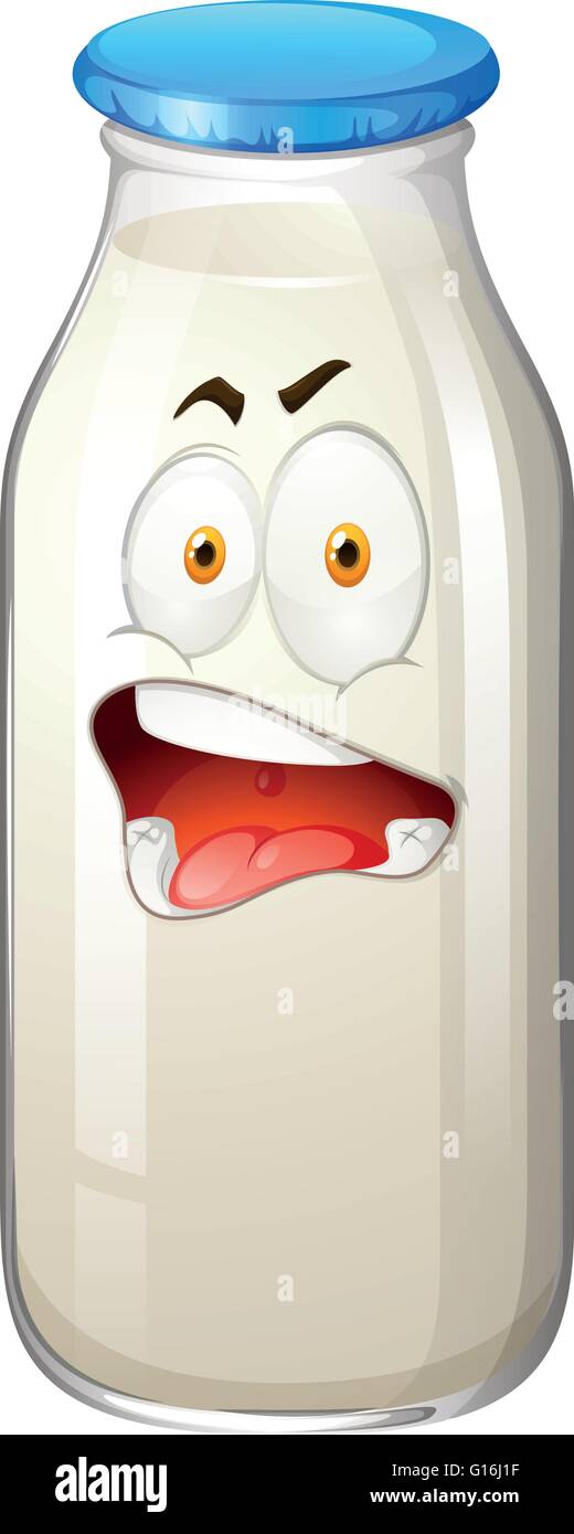 Bottle of milk emoticon illustration Stock Vector Image & Art - Alamy