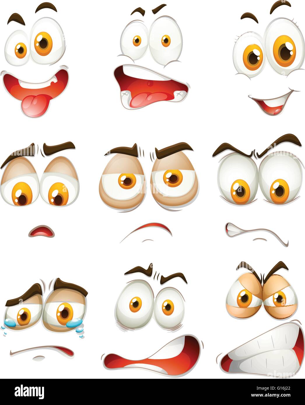 Many type of facial expressions illustration Stock Vector Image & Art ...