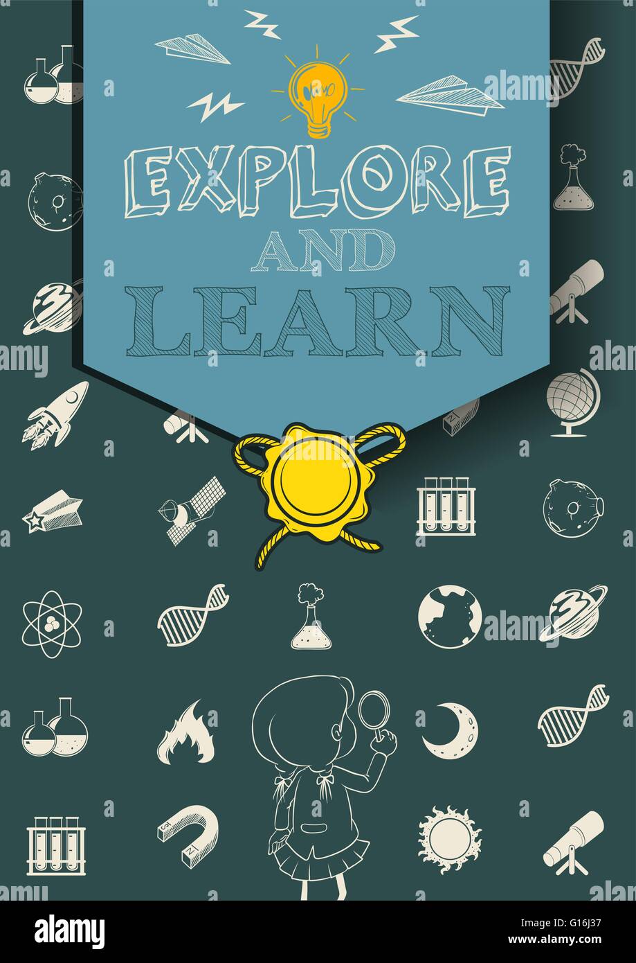 Educational poster with science symbols illustration Stock Vector Image ...
