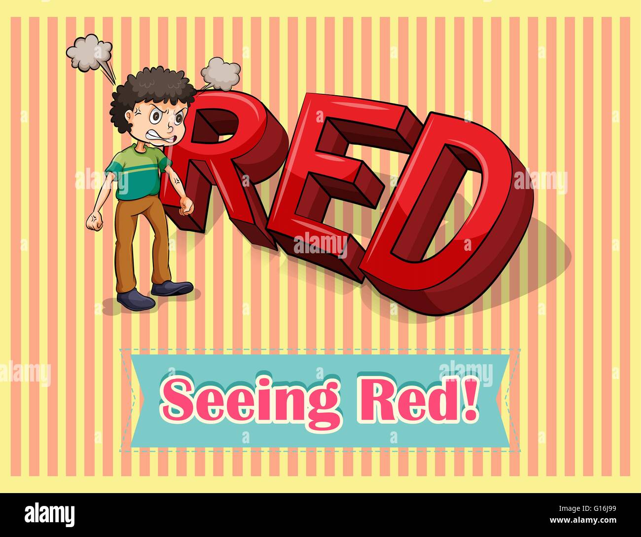 English idiom seeing red illustration Stock Vector Image & Art - Alamy