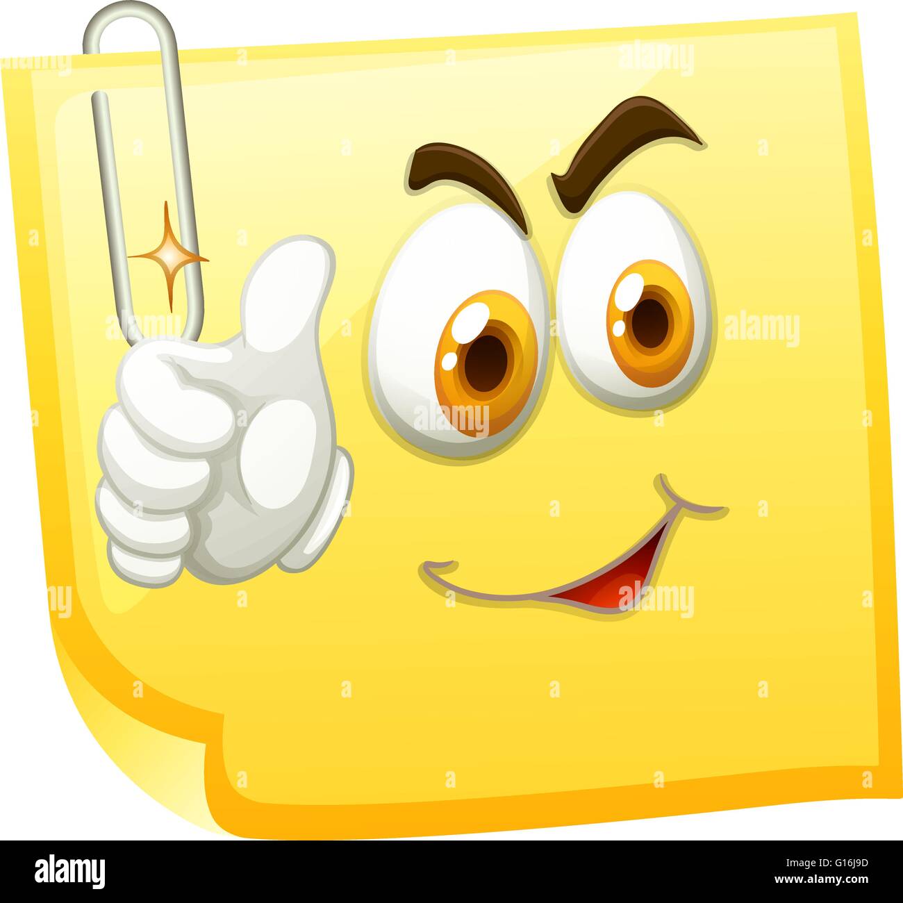 Yellow paper with clip illustration Stock Vector Image & Art - Alamy