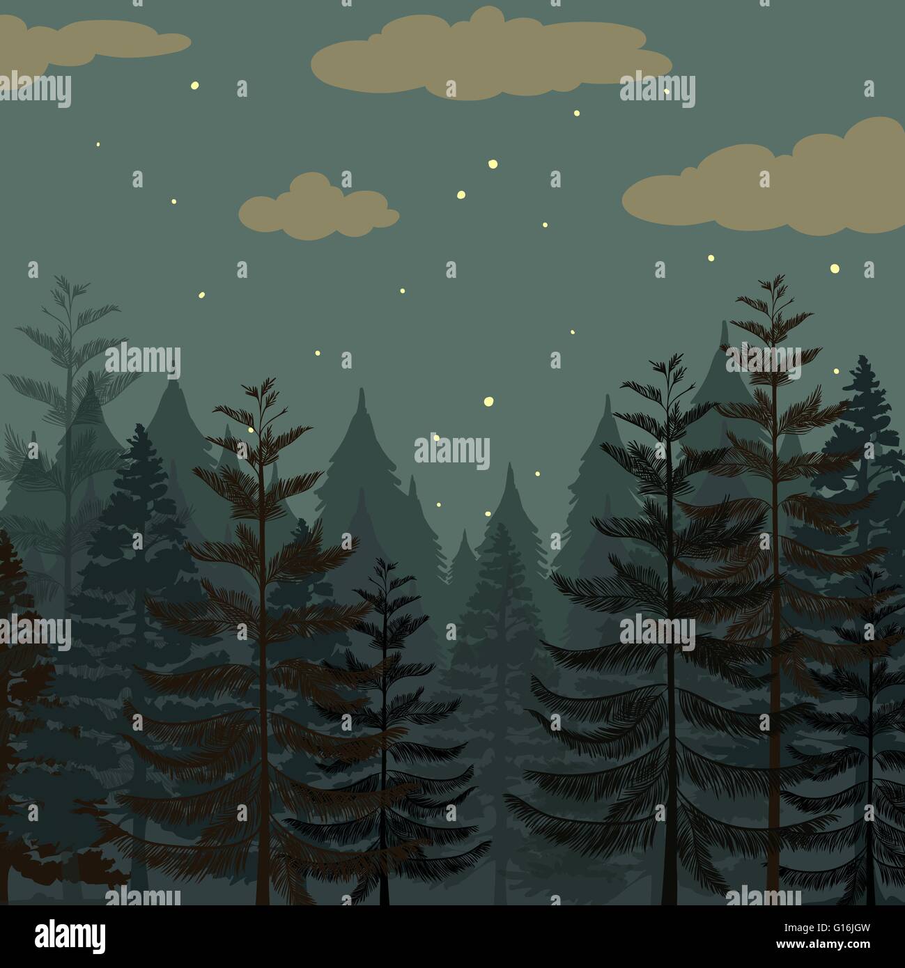 Night time forest Stock Vector Images - Alamy