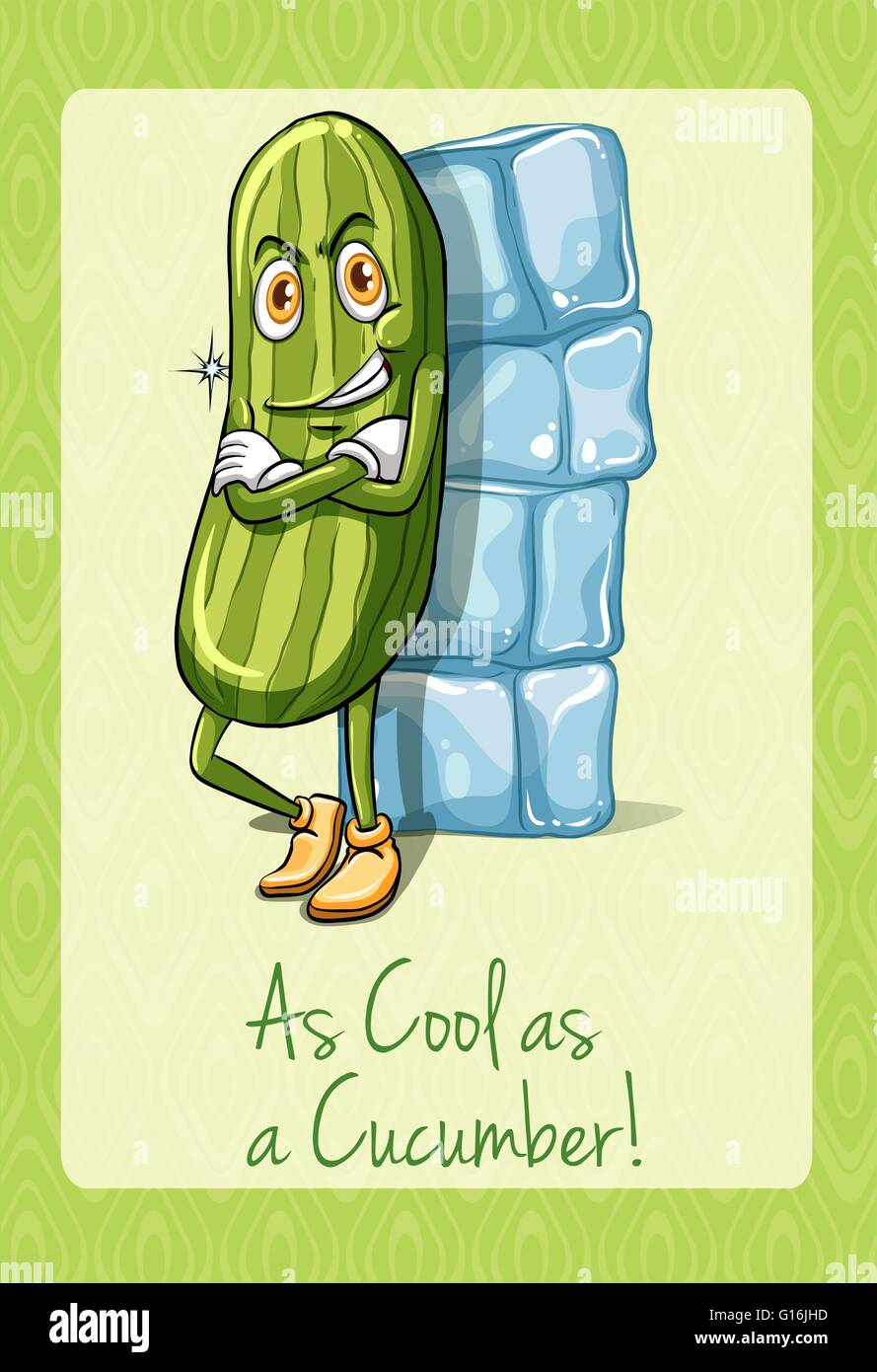 Idiom as cool as cucumber illustration Stock Vector Image & Art - Alamy