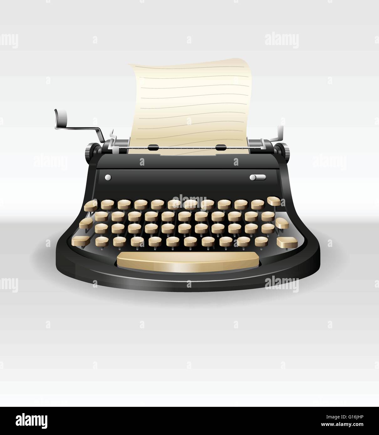 Black retro typwriter with paper illustration Stock Vector Image & Art ...