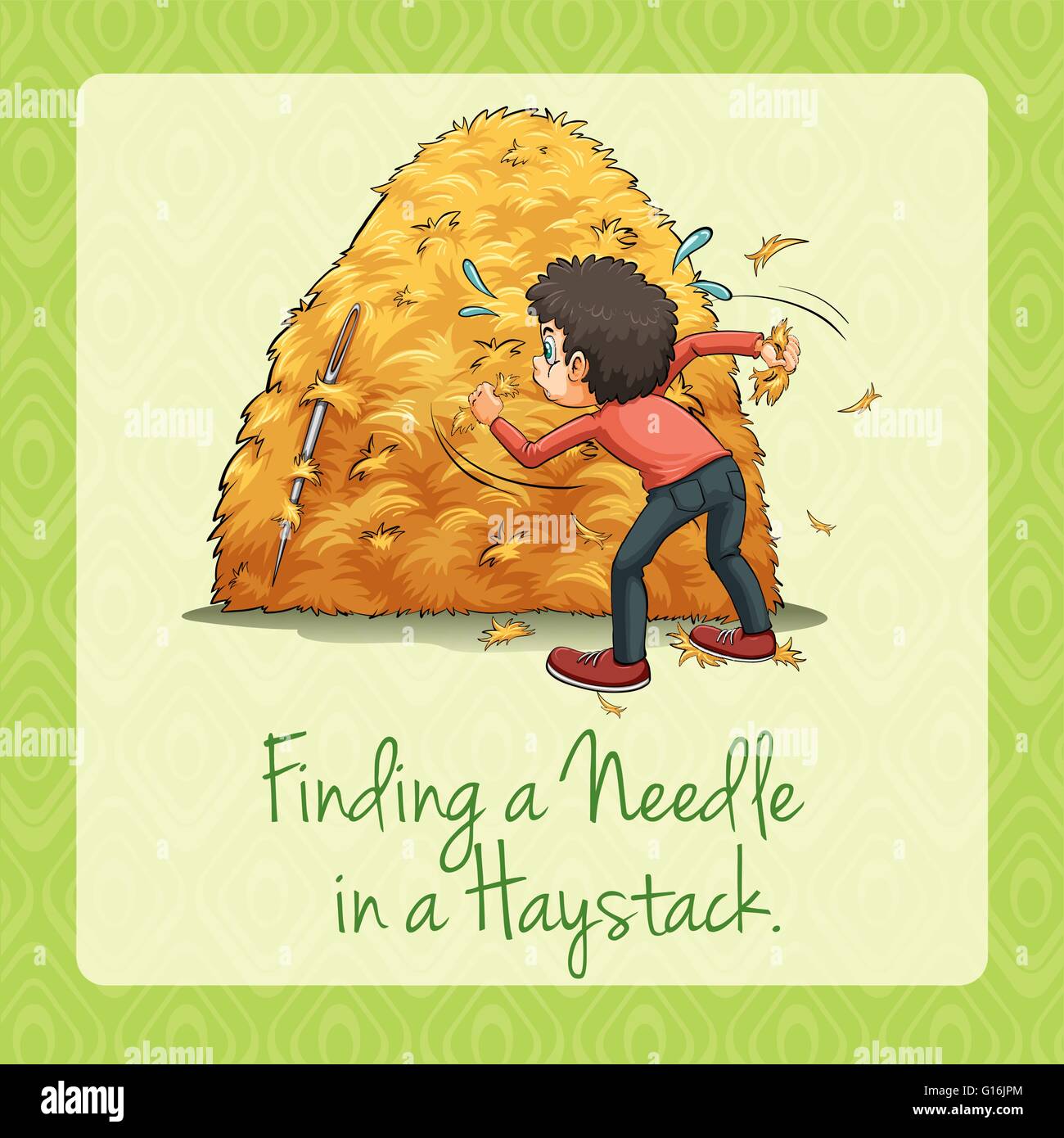 Finding needle in a haystack illustration Stock Vector Image & Art - Alamy