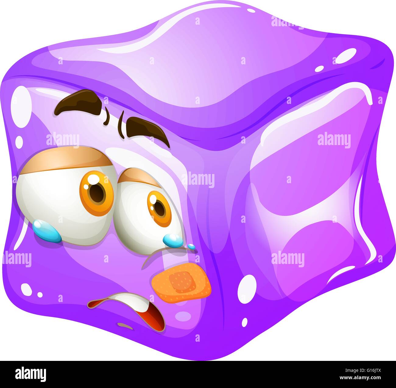 Ice cube sad face illustration Stock Vector Images - Alamy
