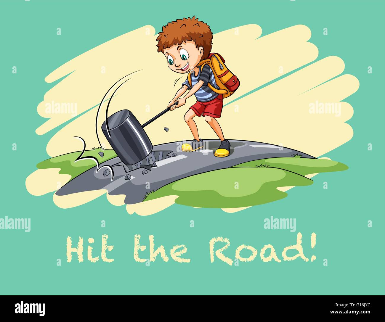 Idiom hit the road illustration Stock Vector Image & Art - Alamy