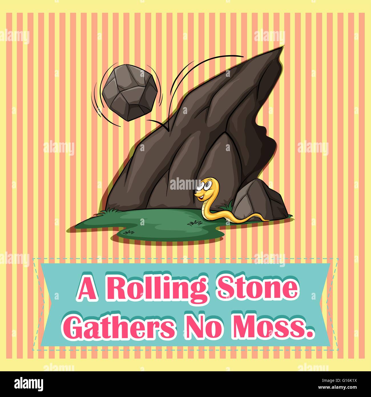 Rolling stone gathers no moss illustration Stock Vector Image & Art - Alamy