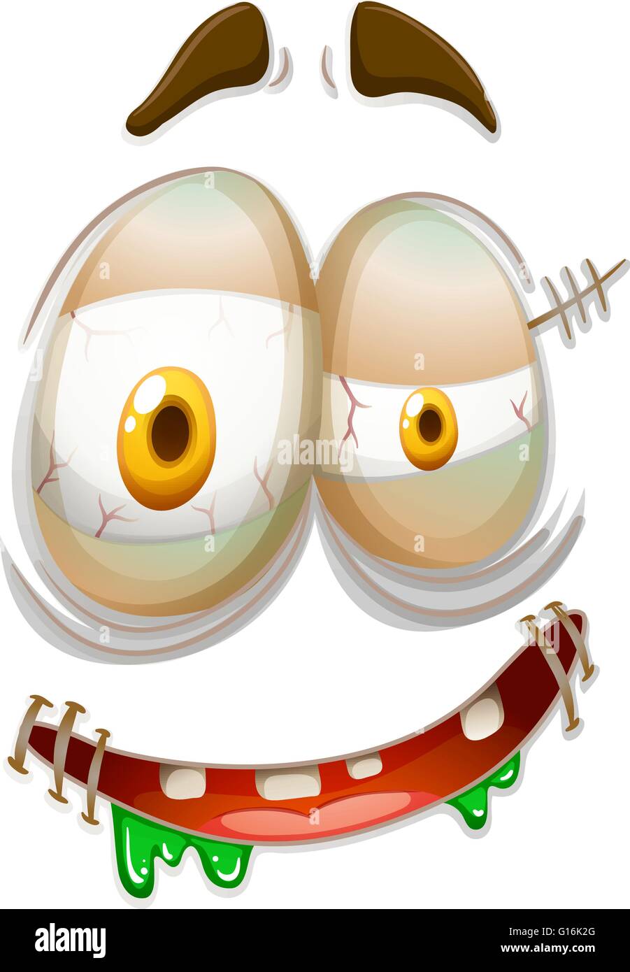 Zombie style facial emojicon illustration Stock Vector Image & Art - Alamy