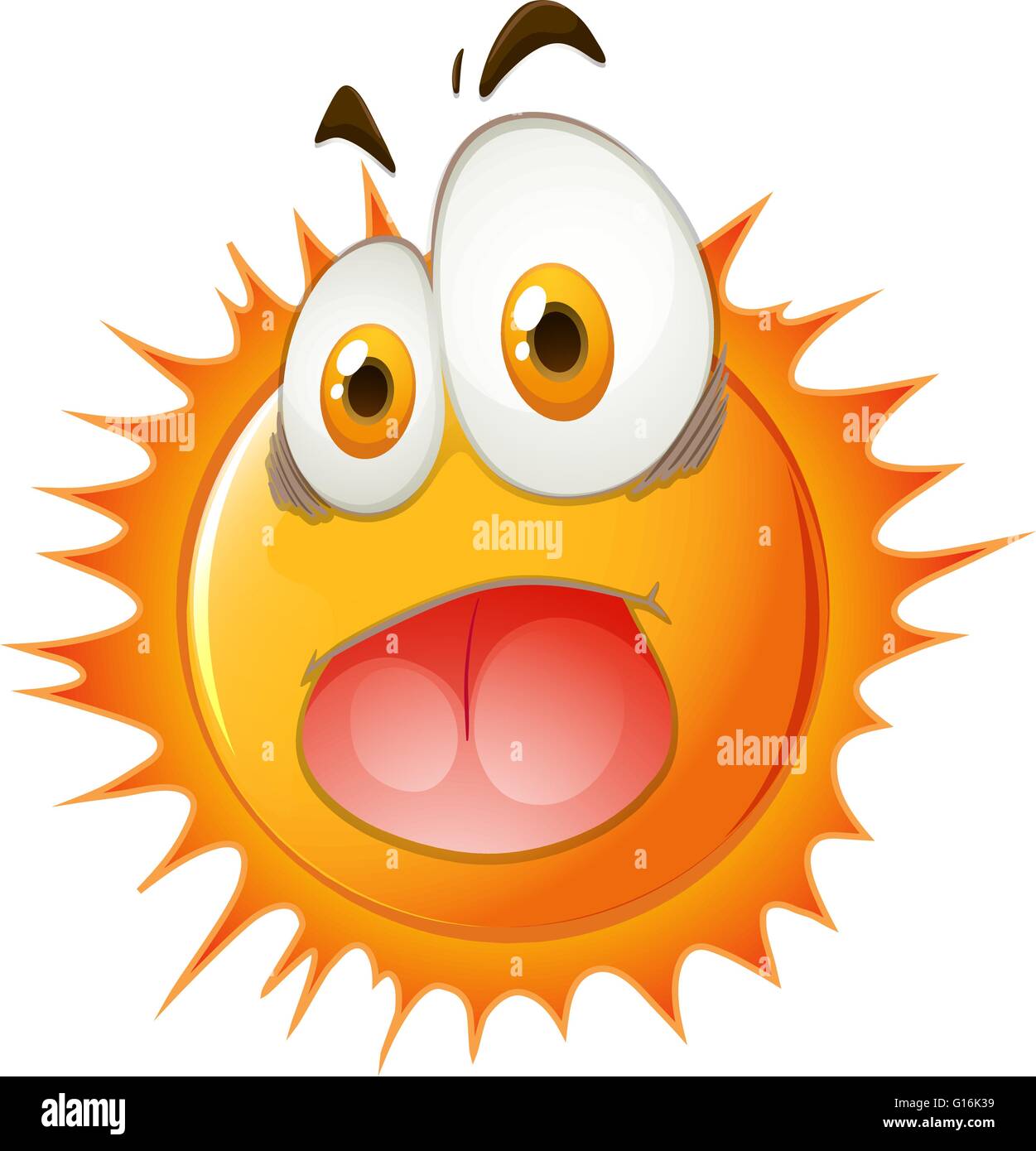 Sun with shocking face illustration Stock Vector Image & Art - Alamy